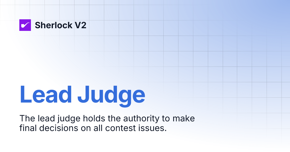 Lead Judge | Sherlock V2
